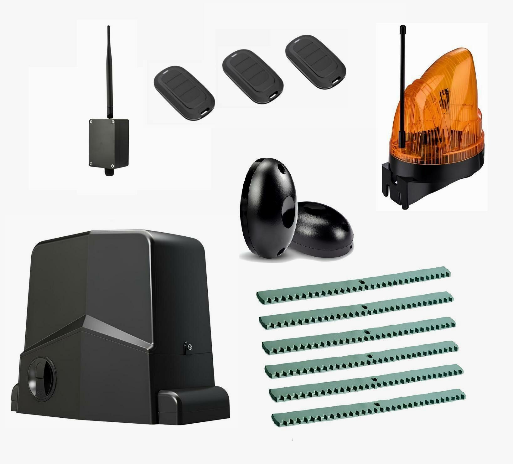 Автоматика для откатных ворот ARW-600MKIT FULL6-1K-BT-Т3, комплект: привод, 3 пульта, лампа, фотоэлементы, 6 реек, Bluetooth-модуль