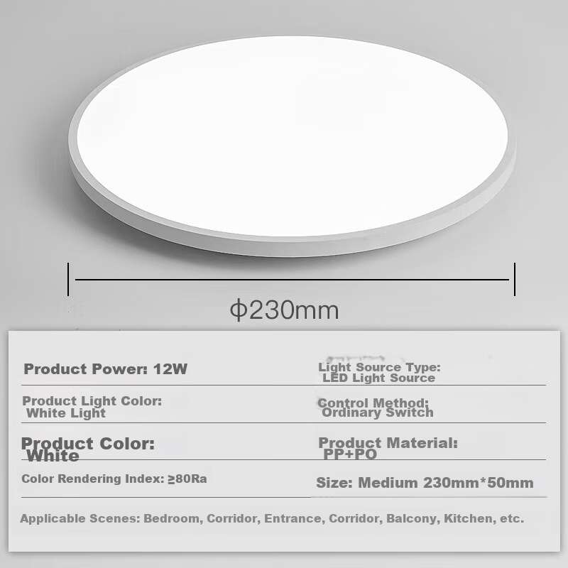 FSL Foshan Lighting Ceiling Light, LED Bedroom Light, Balcony And Hallway Light Fixture, Triple Protection, Single Color White Light, Decorative Lighting, 12W Haorui White