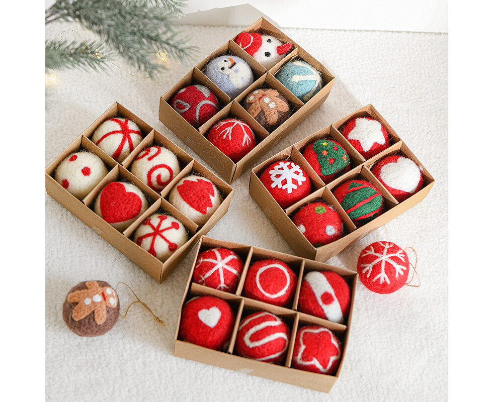 Набор рождественских шариков из шерстяного фетра - тип F