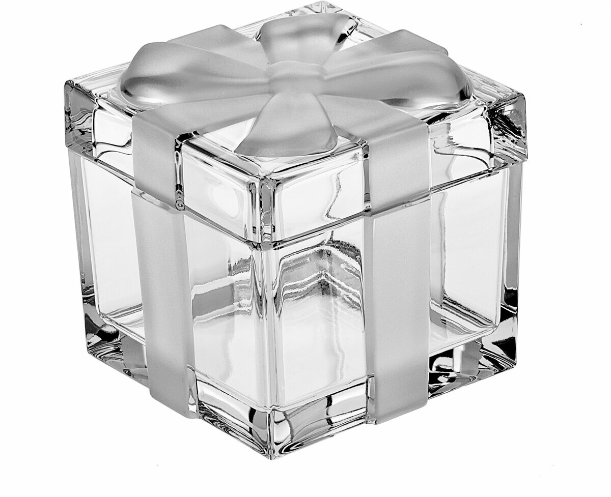 Доза - шкатулка с матовым бантом, 11,5 см, хрусталь, Crystal Bohemia/ БПХ173