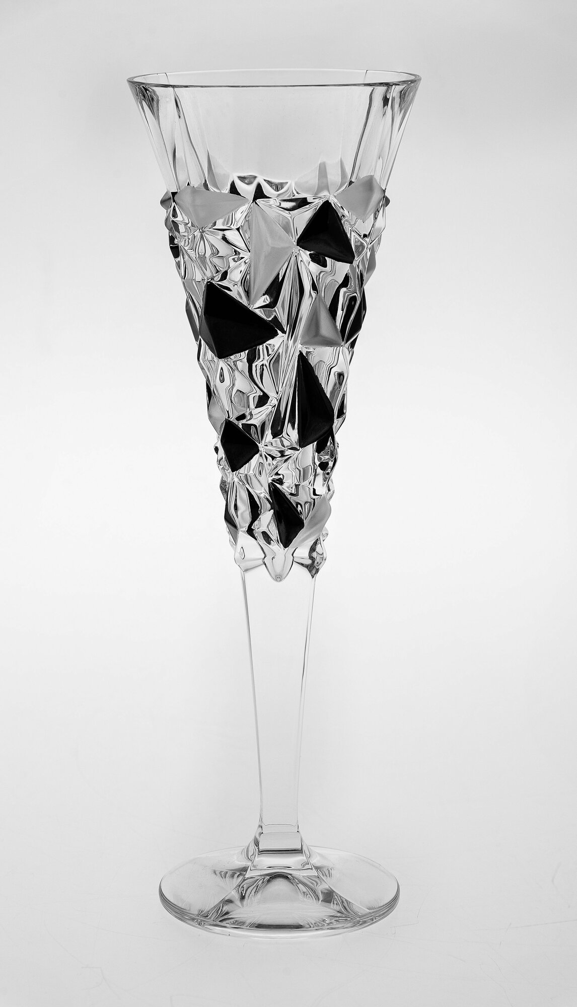 Бокал для шампанского "GLACIER", декор "Матовый, черный", 200 мл (набор 6 шт.), хрусталь, Bohemia Jihlava/ ИПХ077