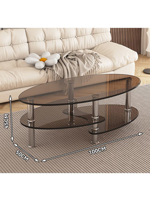 Бытовой журнальный столик из закаленного стекла, современный многослойный офисный журнальный столик в гостиной