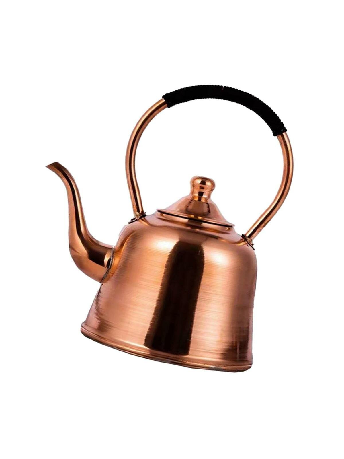 Медный чайник объемом 2 л для индукционной и газовой плиты, китайский чайник с термостойкой ручкой, кухонные принадлежности