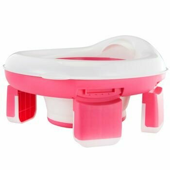 Горшок детский дорожный складной "Трансформер 3 в 1 (бело-розовый)
