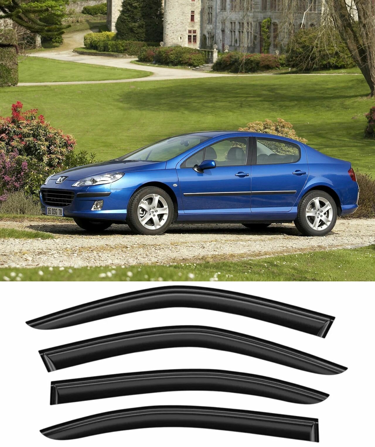 Дефлекторы боковых окон PEUGEOT 407 Пежо седан (2004-2010)
