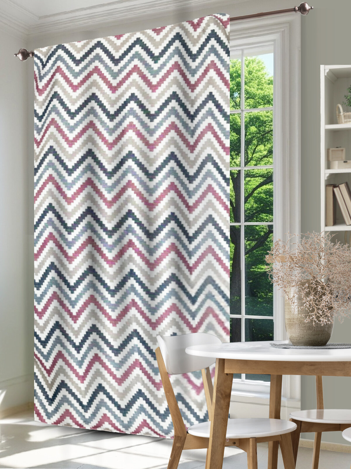 Штора блэкаут с рисунком для спальни и гостиной "Галант Шторы" 200х270 - 1 шт, на ленте, черный-бежевый, геометрия.