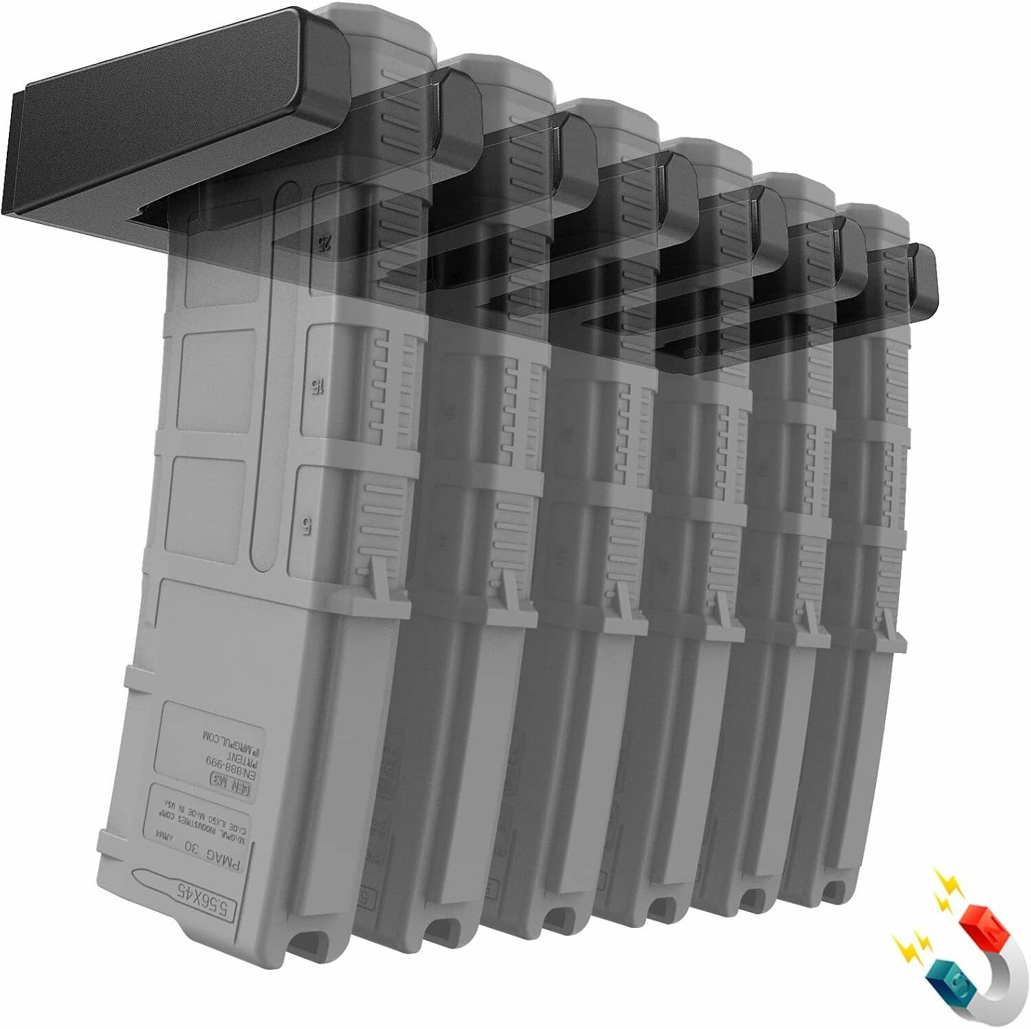 Магнитный держатель для магазинов, настенный крепеж, 6 слотов, подставка для хранения оружия