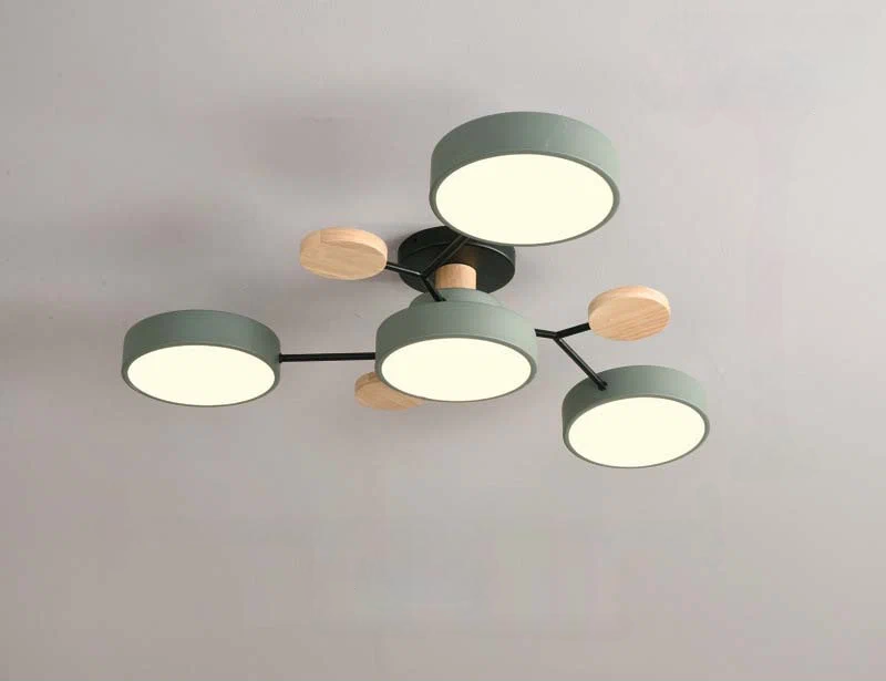 Люстра потолочная светодиодная в скандинавском стиле, 3 + 1 шайба, 8-12 ㎡, 32W, Зеленый, 3 режима