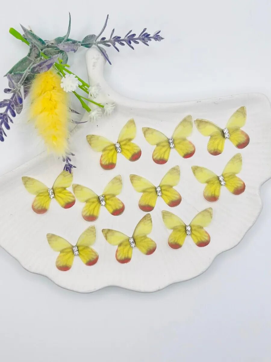 Бабочки шифоновые двухслойные (3*2см.) 10шт.