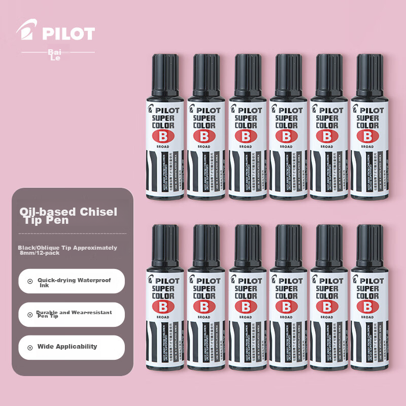 PILOT Oil-Based Markers, Oil-Based Barrel Pen, Thick-Tip Marker, Large Capacity Logistics Marking Oil Pen SC-BM Black 12-Pack