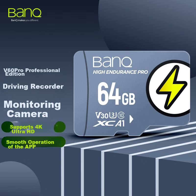 Banq 64GB TF (MicroSD) Memory Card, U3 V30 A1 4K V60Pro Version, Specialized for Dash Cams & Surveillance Cameras, High-Speed And Durable