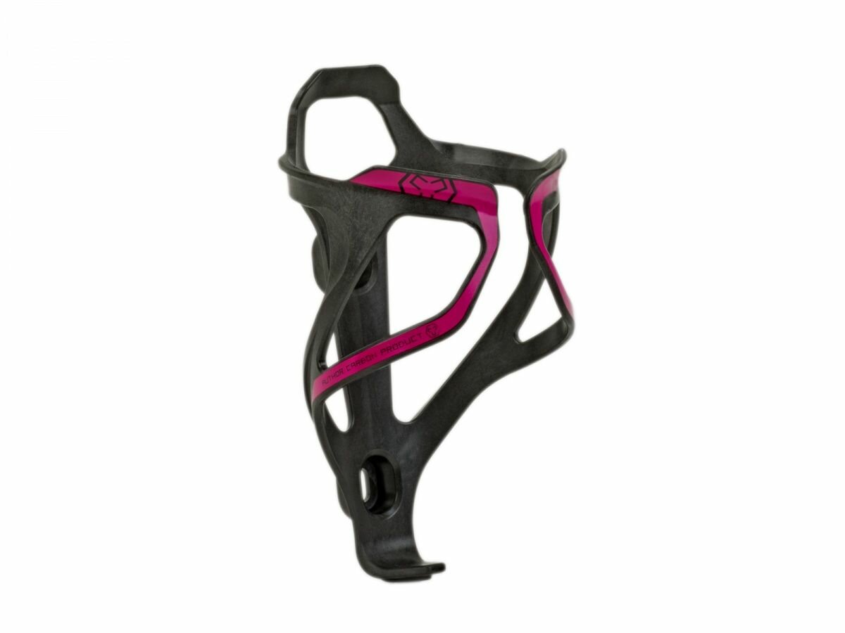 Карбоновый велосипедный флягодержатель Author АCP-X26 KARBON, черно-розовый