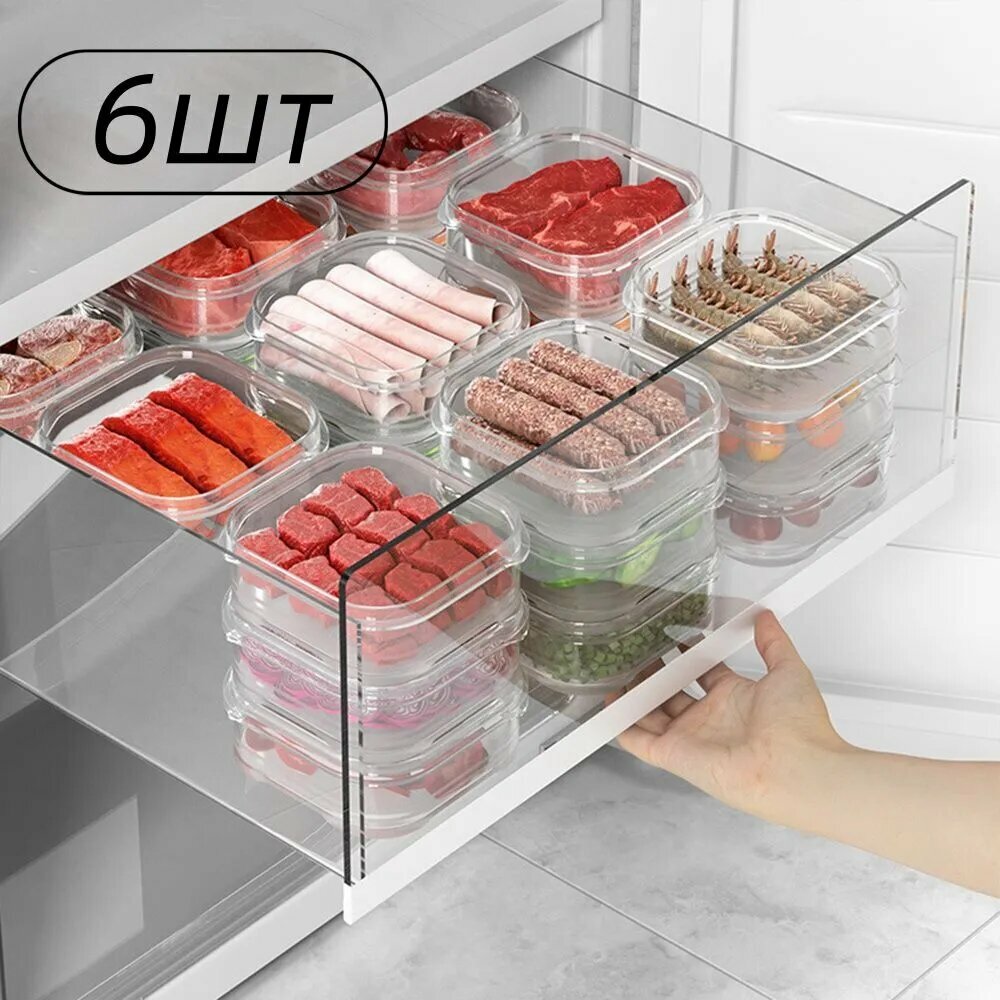 Органайзер для хранения, прозрачный, полипропилен, 350мл, набор 6шт