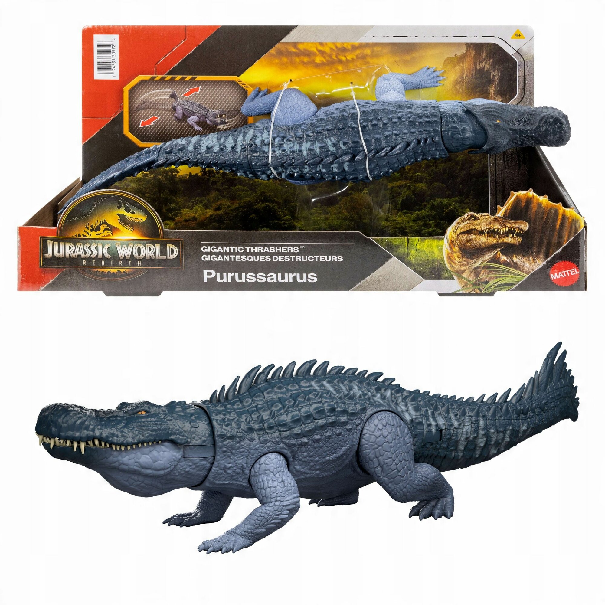 Фигурка Динозавра Mattel Jurassic World - Фигурка динозавра Пурусзавр с функцией атаки - Мир Юрского периода JGB94