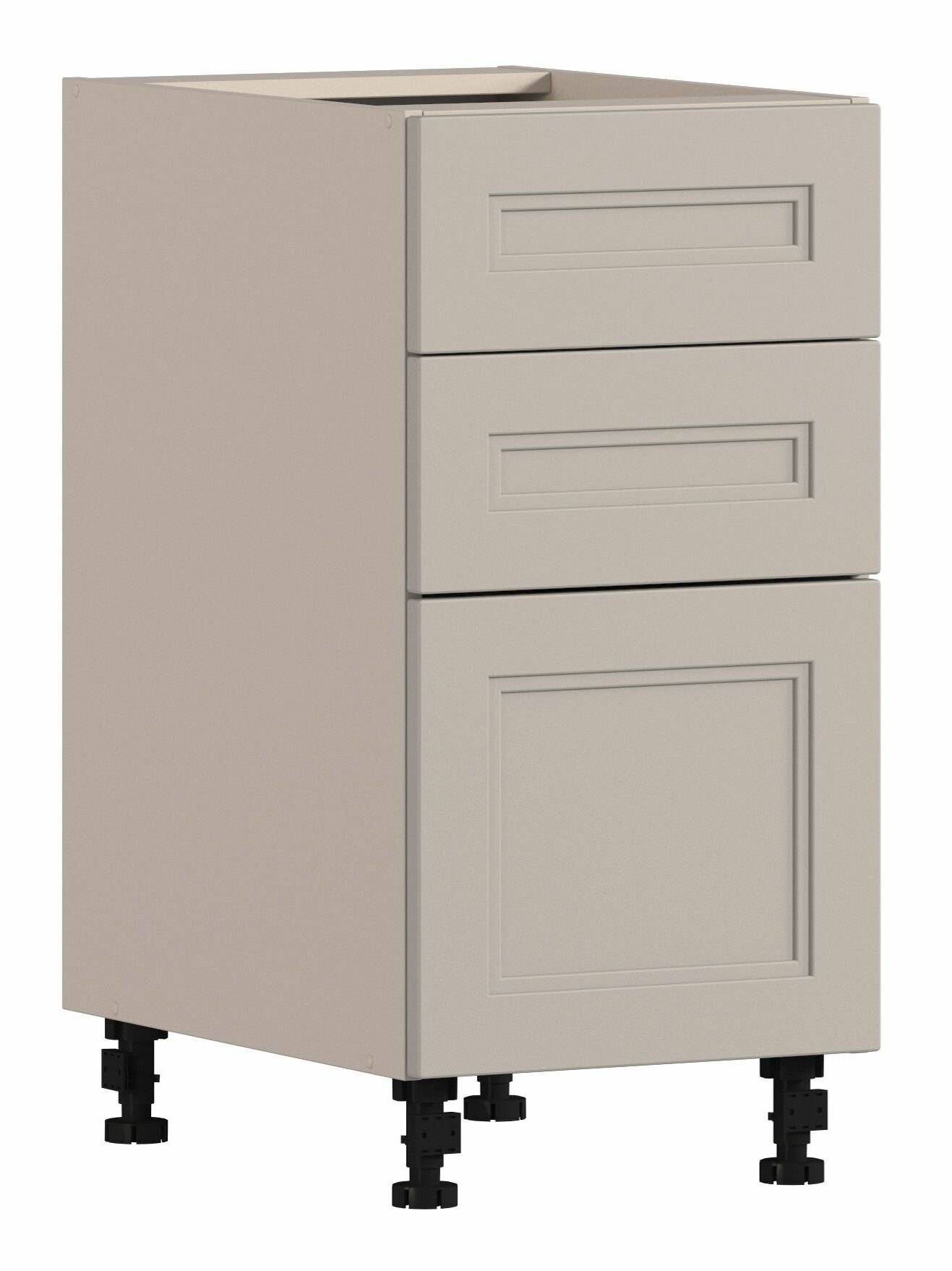 Кухонный модуль напольная тумба столплит Регина РСЯ-40 с ящиками, ЛДСП, Песочный/МДФ MODERN Кашемир, 40х56х82 см