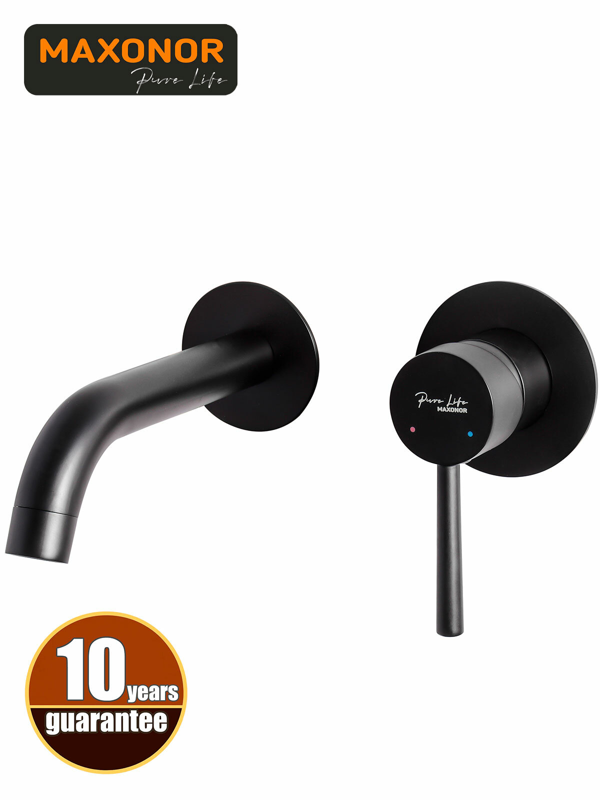 Смеситель для раковины встраиваемый Maxonor PURE LIFE SUPERIOR PL7387-7 Чёрный матовый Латунь