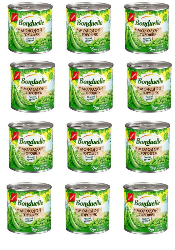 Бондюэль Зелёный горошек молодой, 200 грамм - 12 штук в коробке