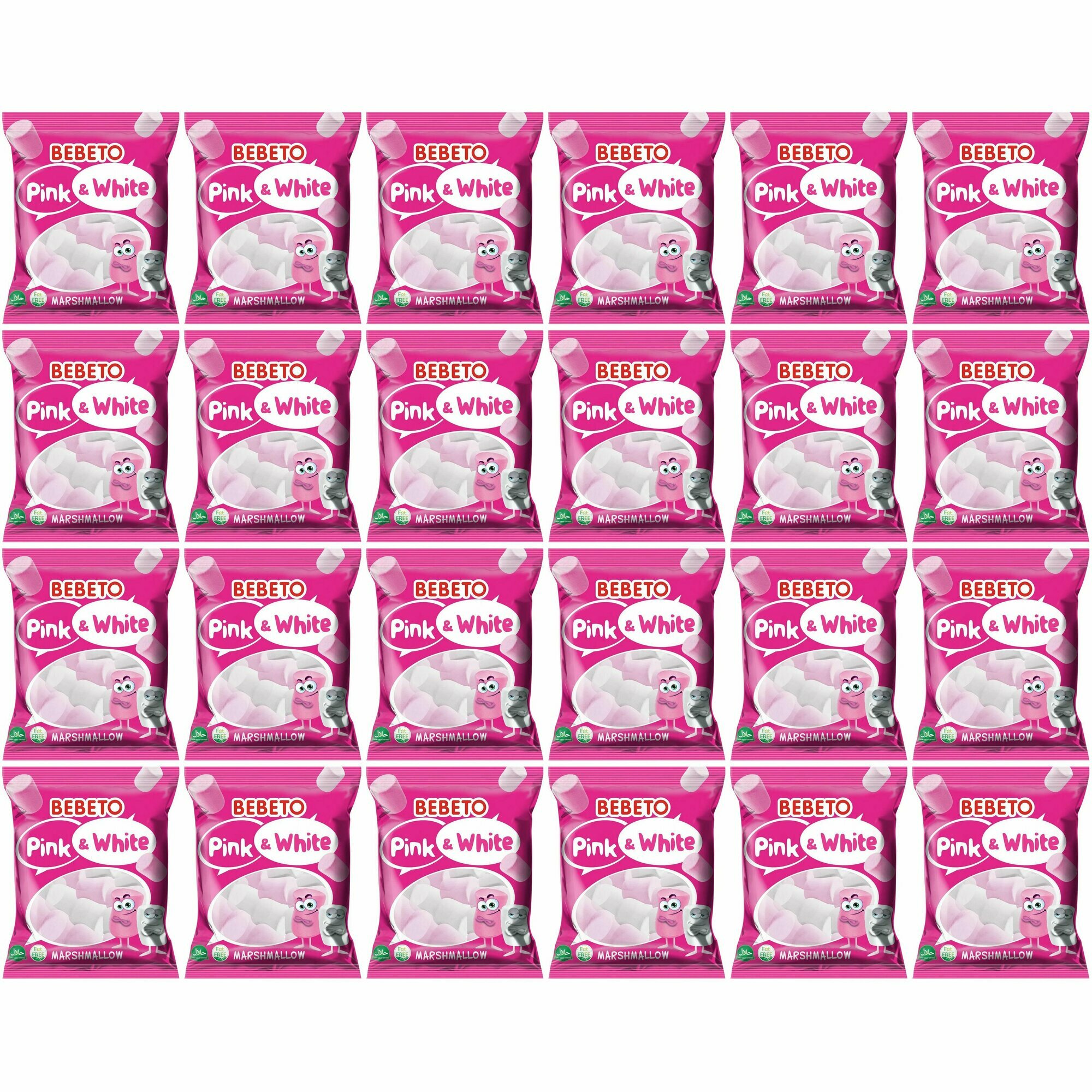 Bebeto Суфле-маршмеллоу Pink&White Ваниль и клубника, 135 г, 24 шт