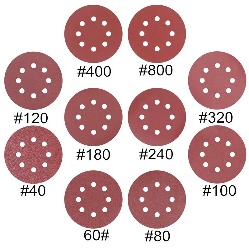 Шлифовальные диски 125 мм, зернистость 240 Grit, 10 шт.
