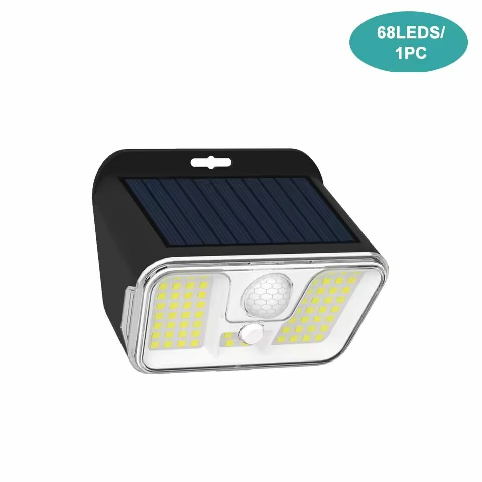 1 шт. Сверх яркий наружный солнечный уличный свет с батарейкой емкостью 1200 мАч, 68 светодиодами, солнечный охранный свет с датчиком движения на 120 , 3 режима работы, для сада, двора, ступеней