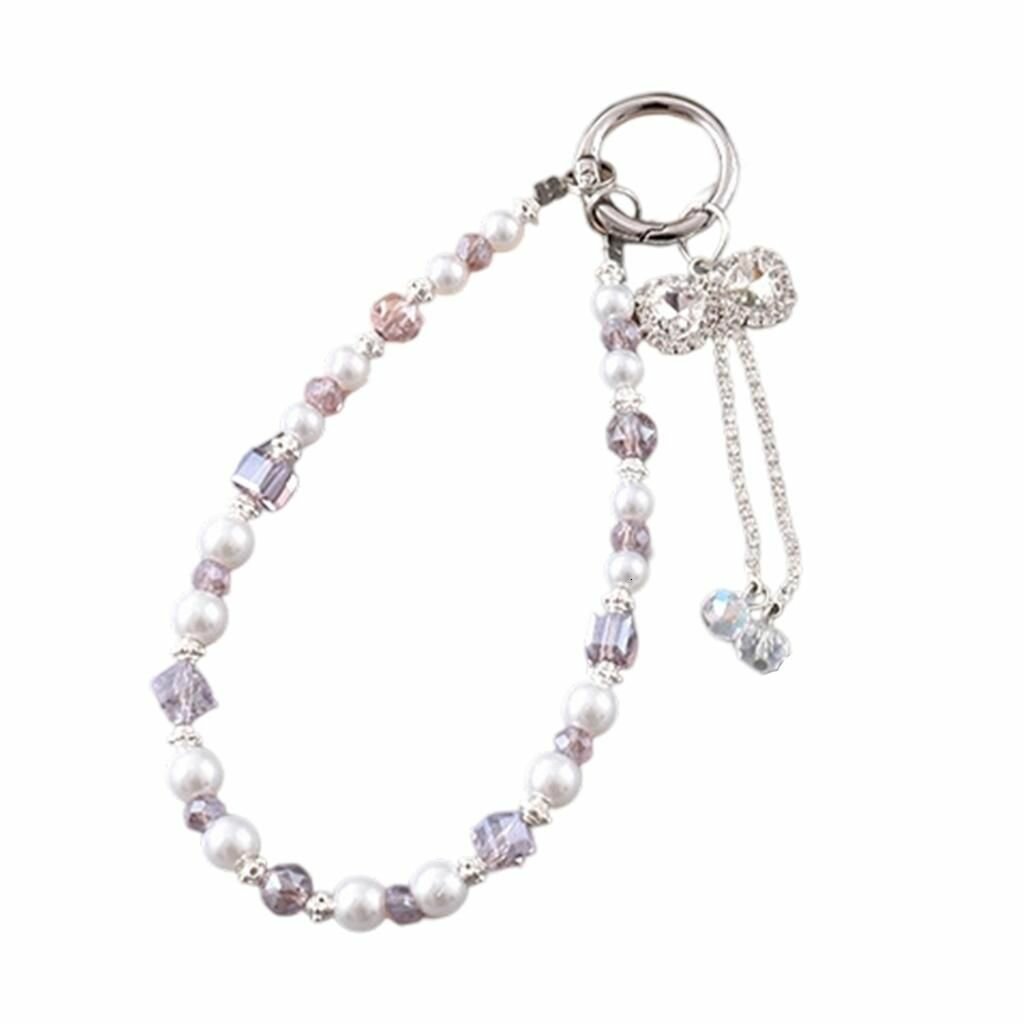 Шнурок для телефона, Короткая подвеска для мобильного телефона с бантом в виде ремешка на запястье-фиолетовый