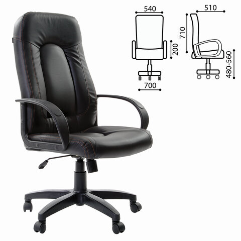Кресло руководителя BRABIX Strike EX-525, черный экокожа