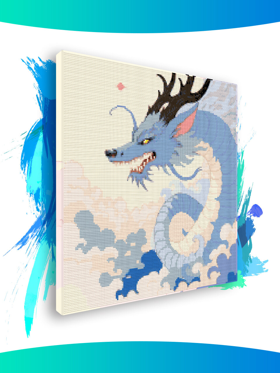 Алмазная мозаика на подрамнике - вышивка - Дракон в небе 40х40