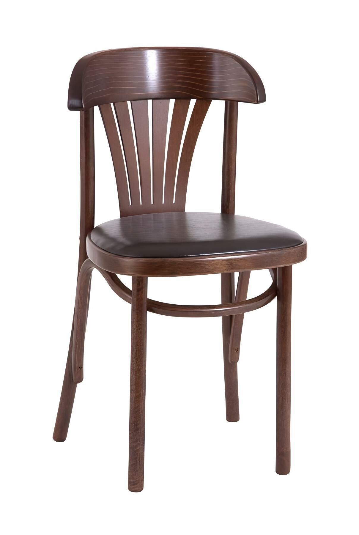 Стул венский деревянный Астра Классик темный тон с мягким сиденьем из экокожи, без подлокотников