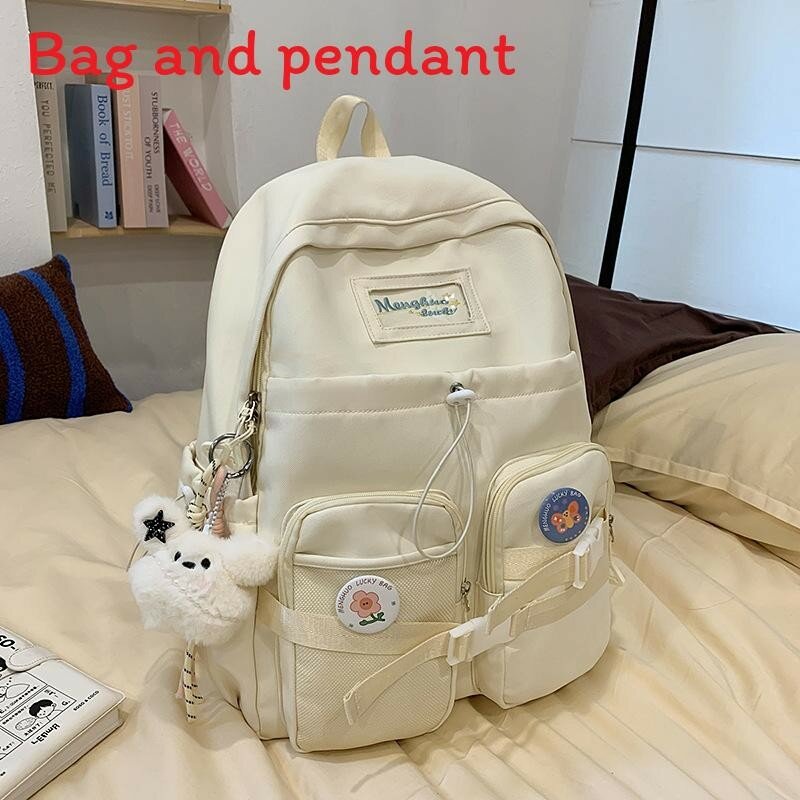 Youth casual backpack with multiple colors and ergonomic curved shoulder straps, white