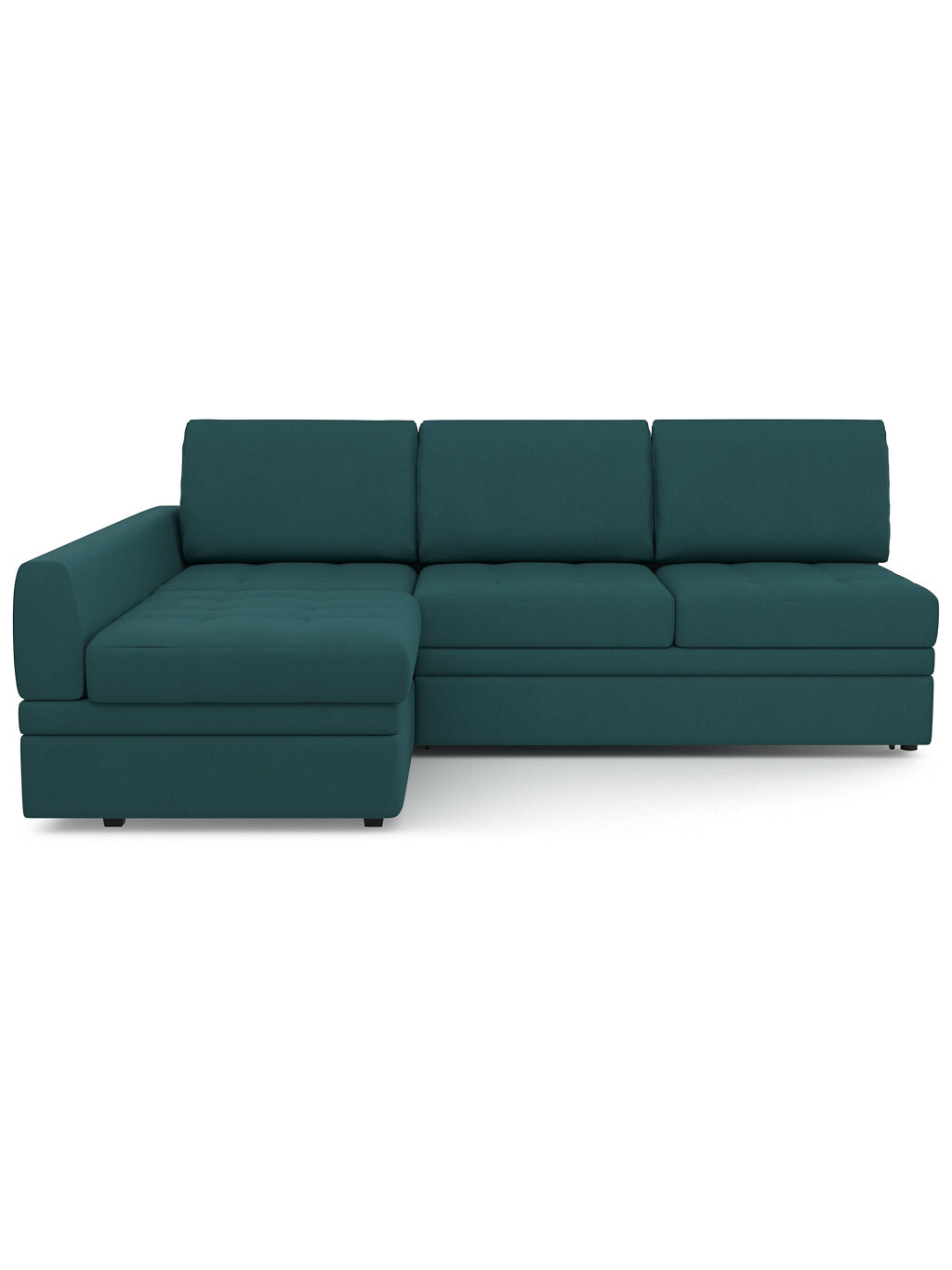 Угловой диван-кровать PUSHE раскладной Бруно, левый угол, велюр, зеленый Formula 697