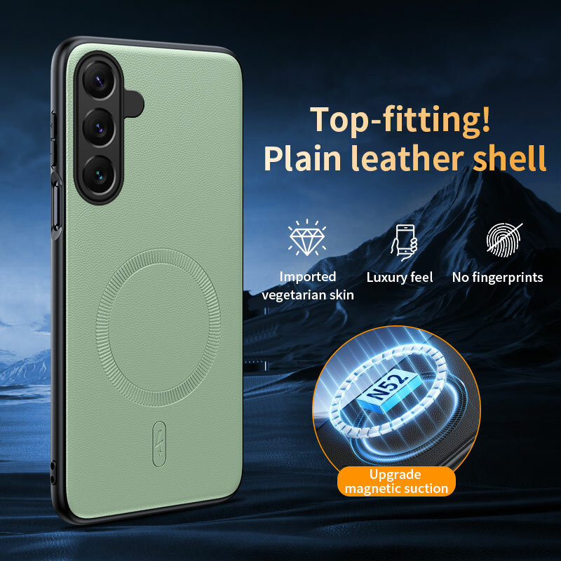 Чехол для Samsung Galaxy S23 FE/Самсунг Галакси С23 ФЕ Роскошная кожа, MagSafe, антиударный Защитная оболочка