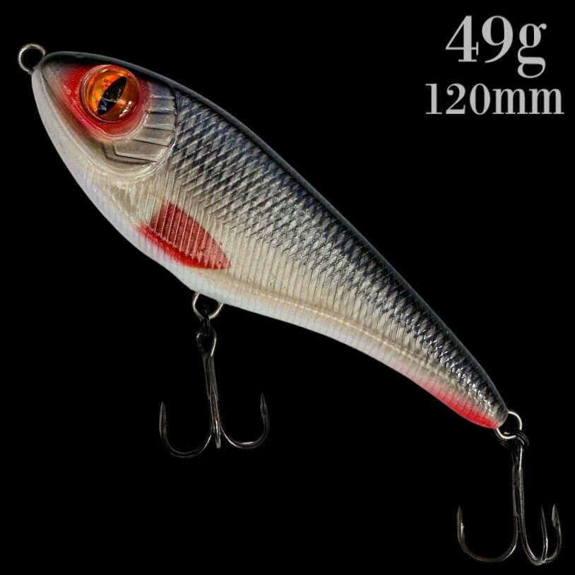 Джерк для ловли крупной щуки, 120мм, джеркбейт тонущий, ручная работа