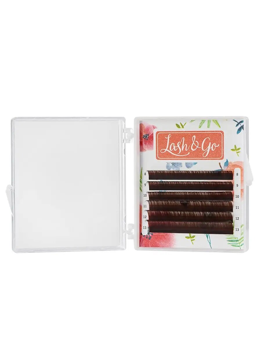 Ресницы Lash&Go, коричневые, ленточные, изгиб C, длина 7-12 мм