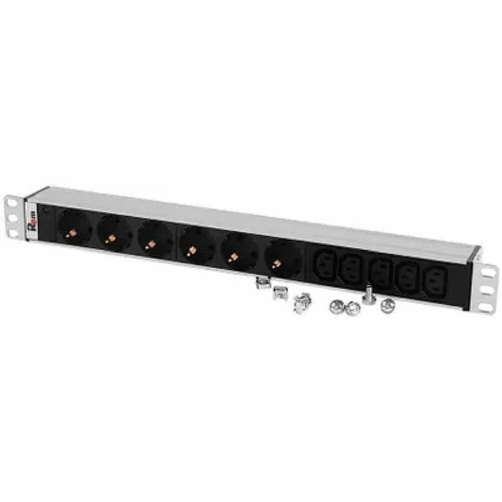 ЦМО Блок розеток Rem-10 без шнура с инд, 6 Schuko, 5 IEC 60320 C13, вход IEC 60320 C14, 10A, алюм, 19" R-10-6S-5C13-I-440-Z