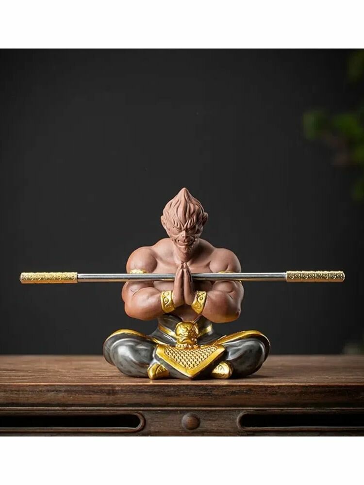 Статуэтка Короля Обезьян, Путешествие на Запад, Керамика, 5,5 дюймов Медитация Вуконг украшение для дома, офиса, автомобиля