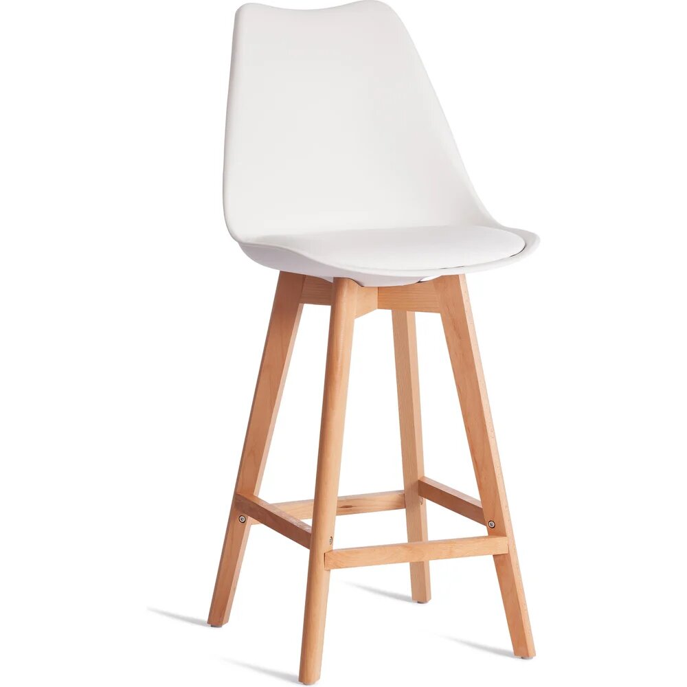 Барный стул Tetchair TULIP BAR (mod. C1014H-1) пластик/дерево, 42x47.5x104 см, White (белый) 70029/ натуральный 24392