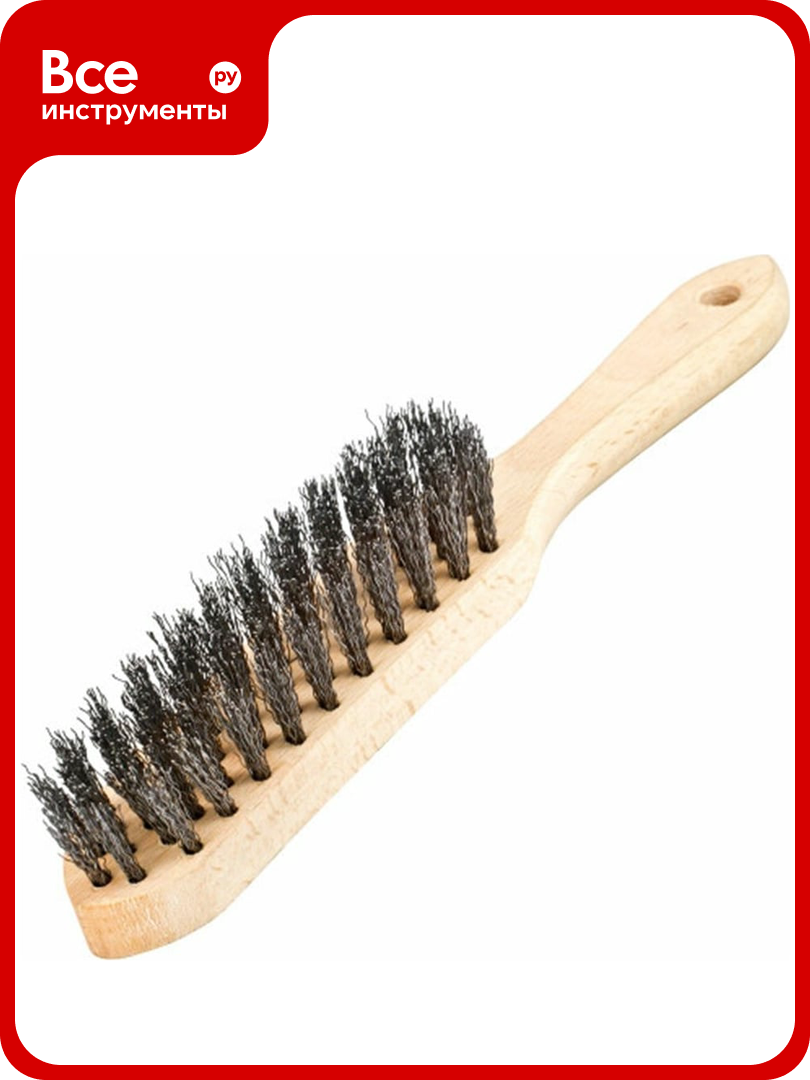 Щетка по металлу BEOROL стальная, 5 рядов, деревянная ручка, витая проволока