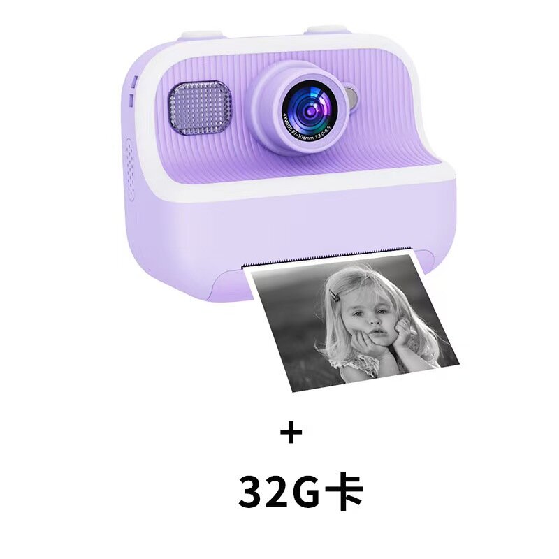 Детская цифровая фотокамера, для моментальной печати, с двойной камерой 32GB, селфи, флеш-карта