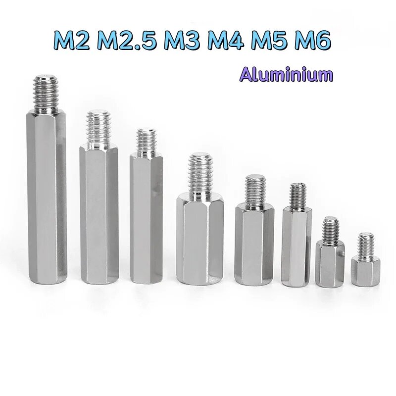 M2 M2.5 M3 M4 M5 M6 Алюминиевые шестигранные стойки Опорный болт стойки с одной головкой Шестиугольная железная колонна Изолирующий кронштейн Шпилька