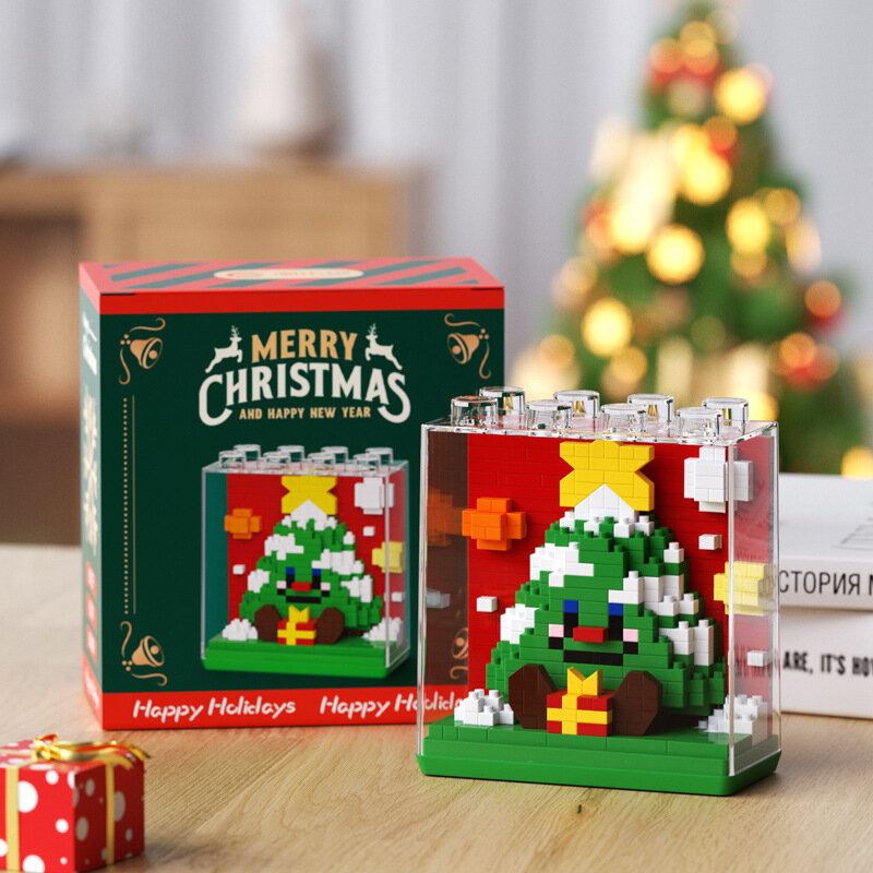 Christmas series of building blocks assembled ornaments with dust cover