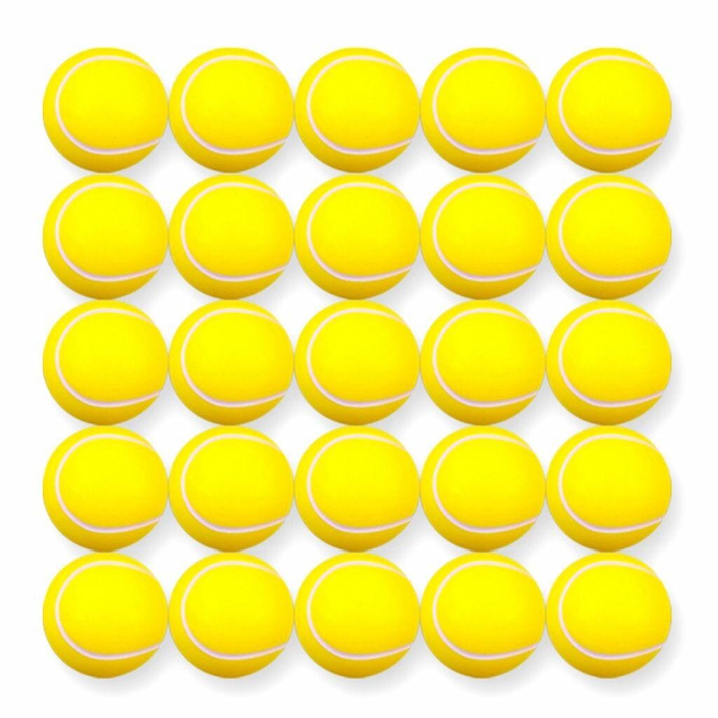 1 упаковка из 25 штук, клюшка для футбольной сетки, поролоновая губка для регби, желтый теннисный мяч