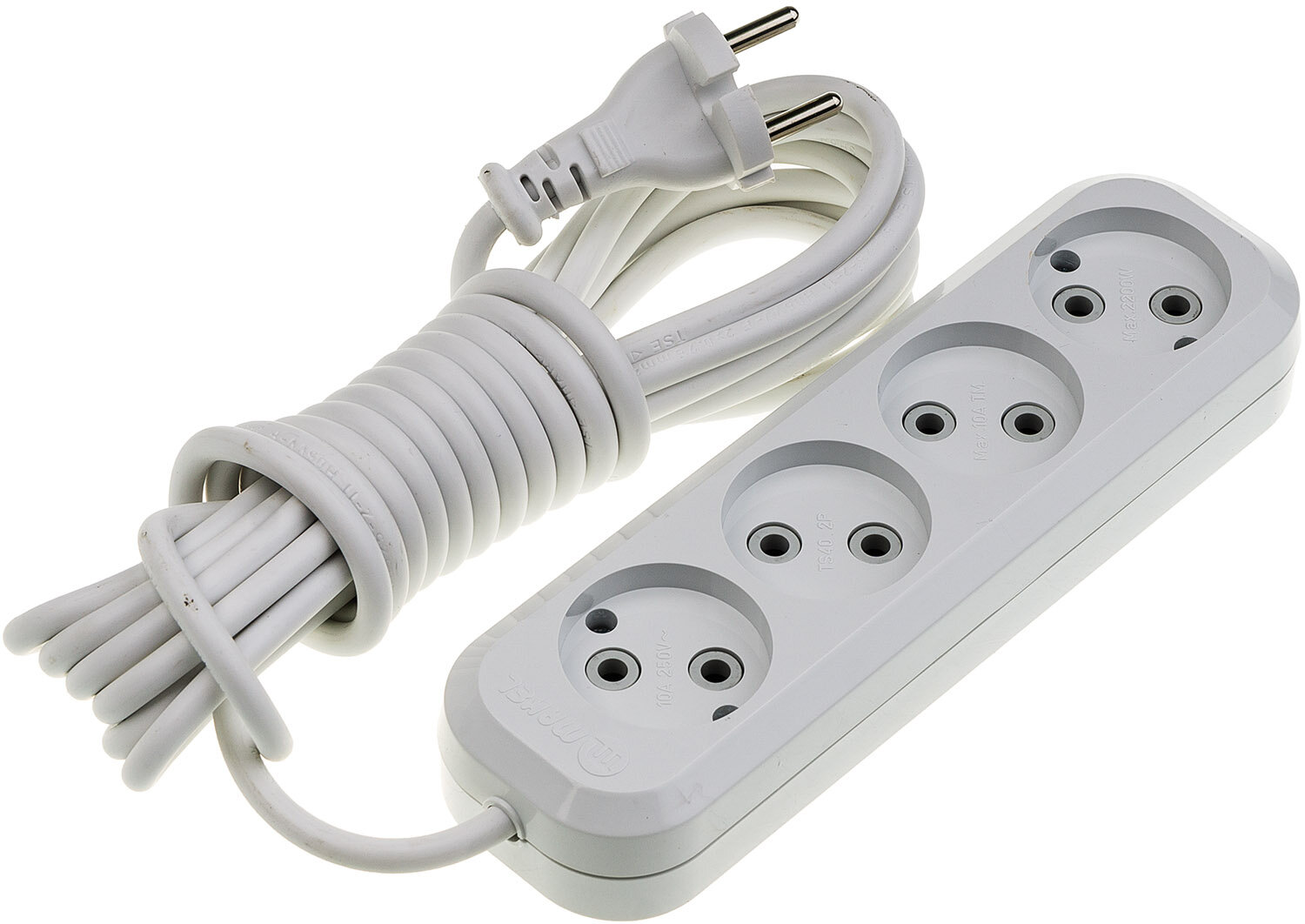 Удлинитель MAKEL 5 метров, 4 гнезда, белый IP20, 2200Вт, MGP144