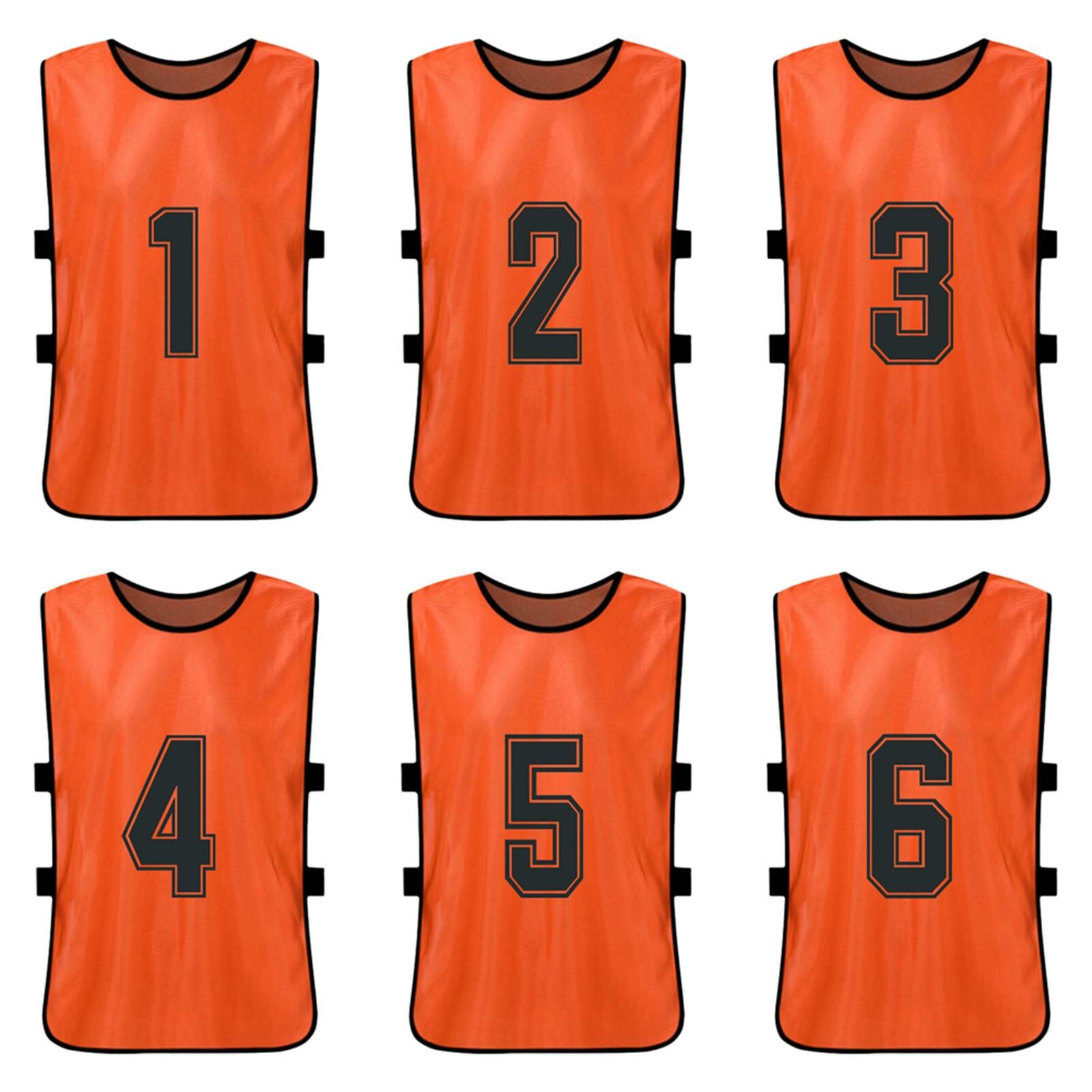 6PCS Детские Футбольные Жилеты Быстро Сухающие Футбольные Джерси Детские Спортивные Скрамедж Баскетбольные Командные Тренировочные Нумерованные Накидки Практические Спортивные Весты Белый Флуоресцентно Зеленый Травяной Зеленый Розовый Фиолетовый Темно