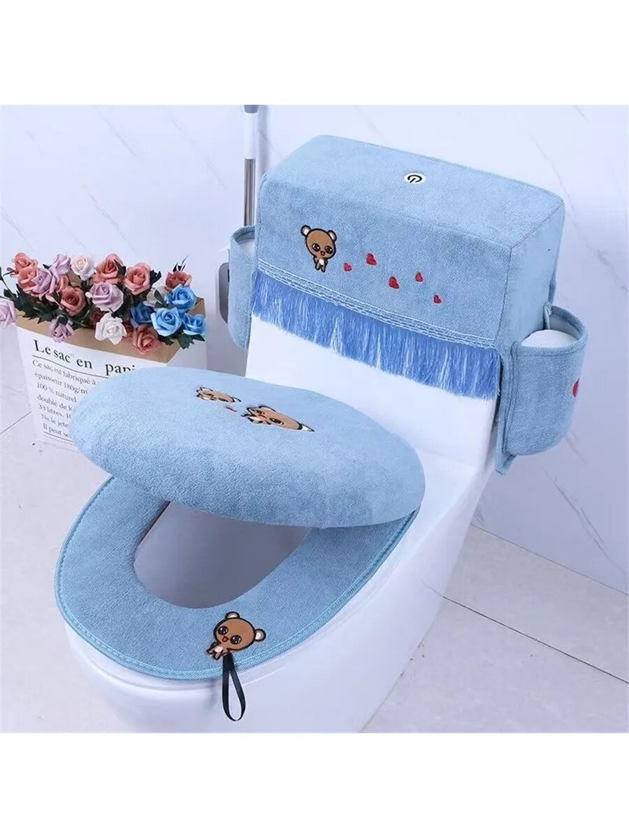 Комплект сидений для унитаза из трех частей позволяет хранить сиденье для унитаза four seasons универсальное сиденье для унитаза на молнии-липучке двойного назначения из полиэстера.