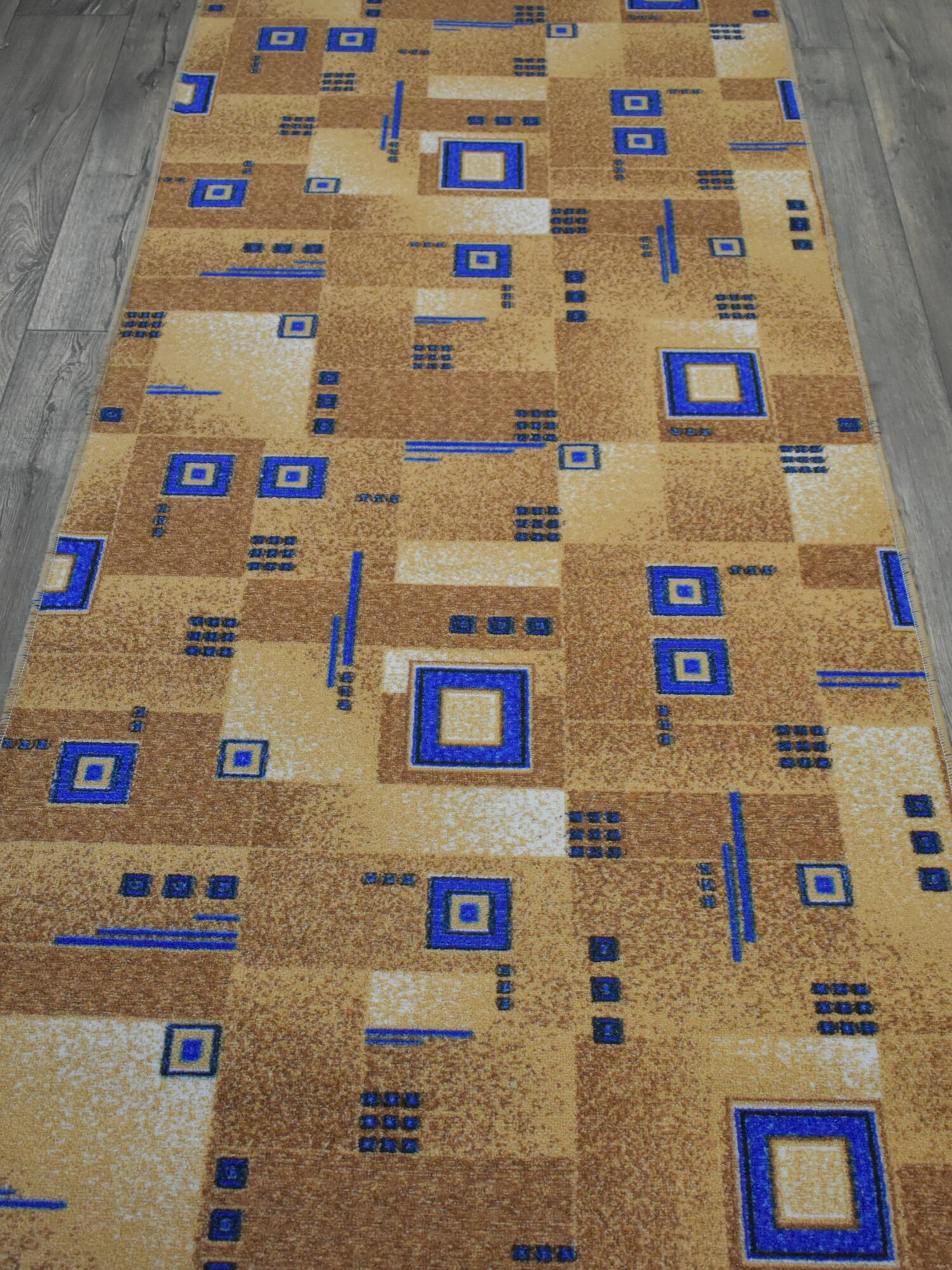 Ковровая дорожка на войлоке, Витебские ковры, с печатным рисунком, 1170-37, бежево-синяя, 1*2 м