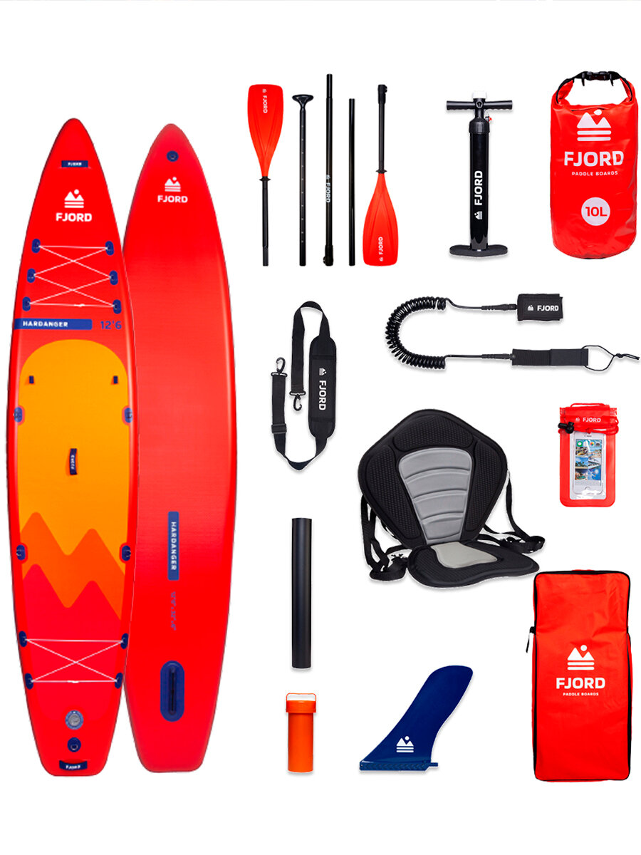 Сапборд Fjord Hardanger 12.6х32х6 (381x81x15 см) семейный двухслойный / доска для плавания сап борд / Sup board, SUP-доска