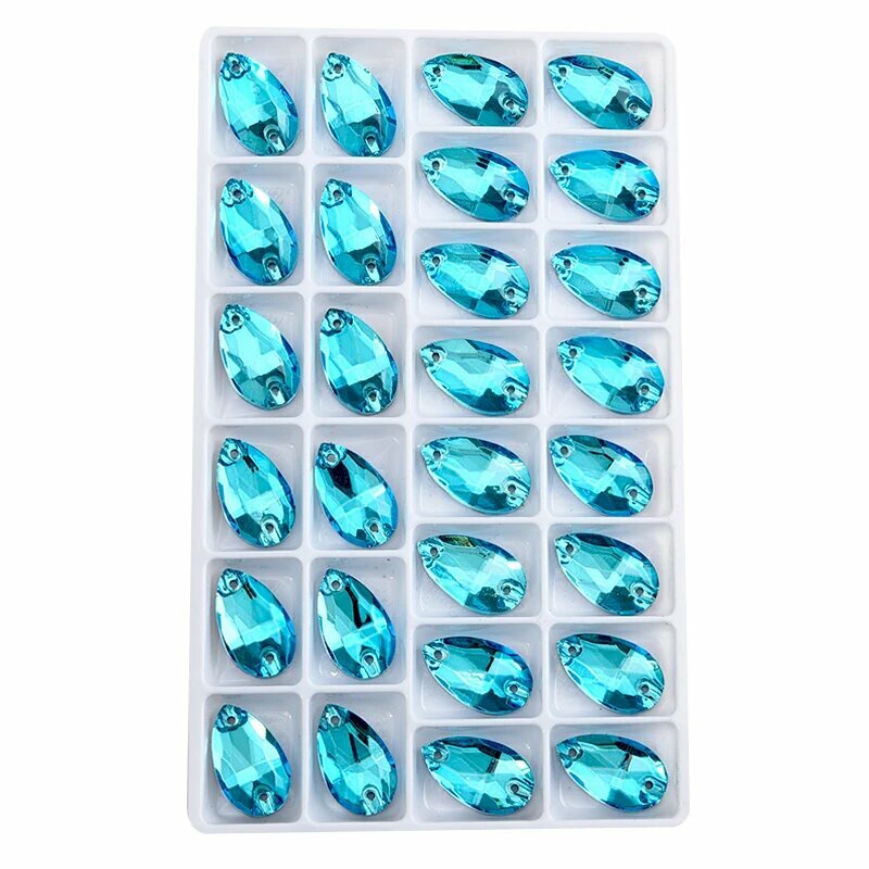 BOBOHOO каплевидные стеклянные стразы для украшения одежды Синий, 17x28mm-12pcs, P13 Aquamarine