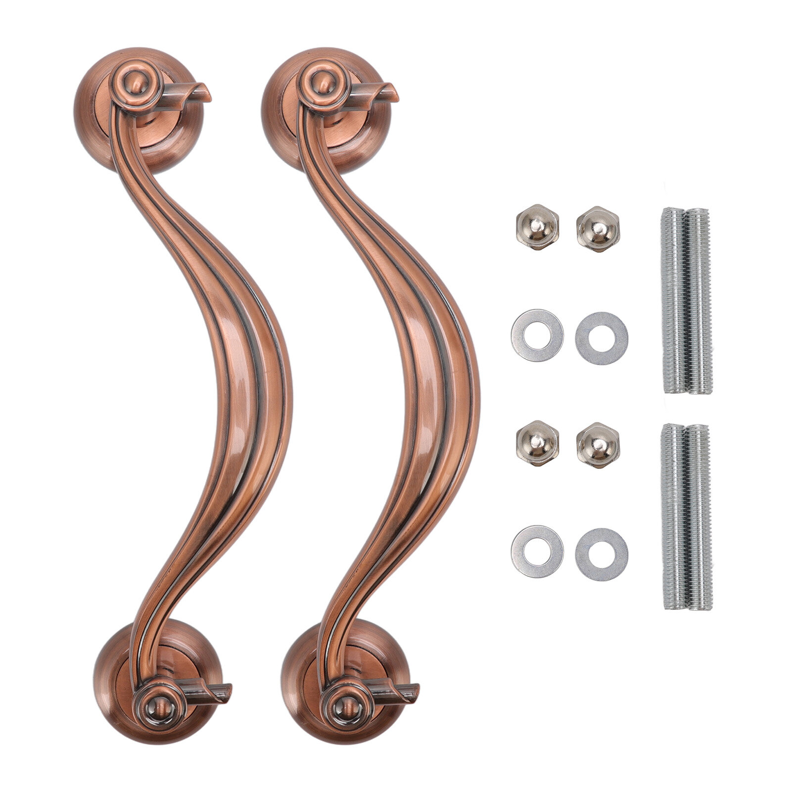 Старинная дверная ручка-скоба в европейском стиле, большая, из цинкового сплава, ретро-толкатель для дверей шкафа, гардероба, ящика. Модель 9815, цвет "красная античная бронза", длина 305 мм.