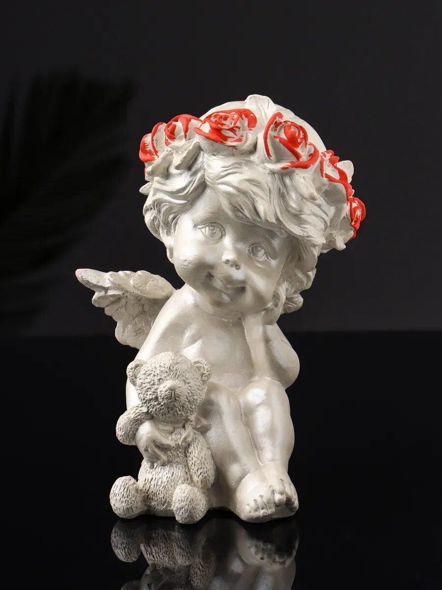 Фигурка Ангел с мишкой большой 13х8х7 см