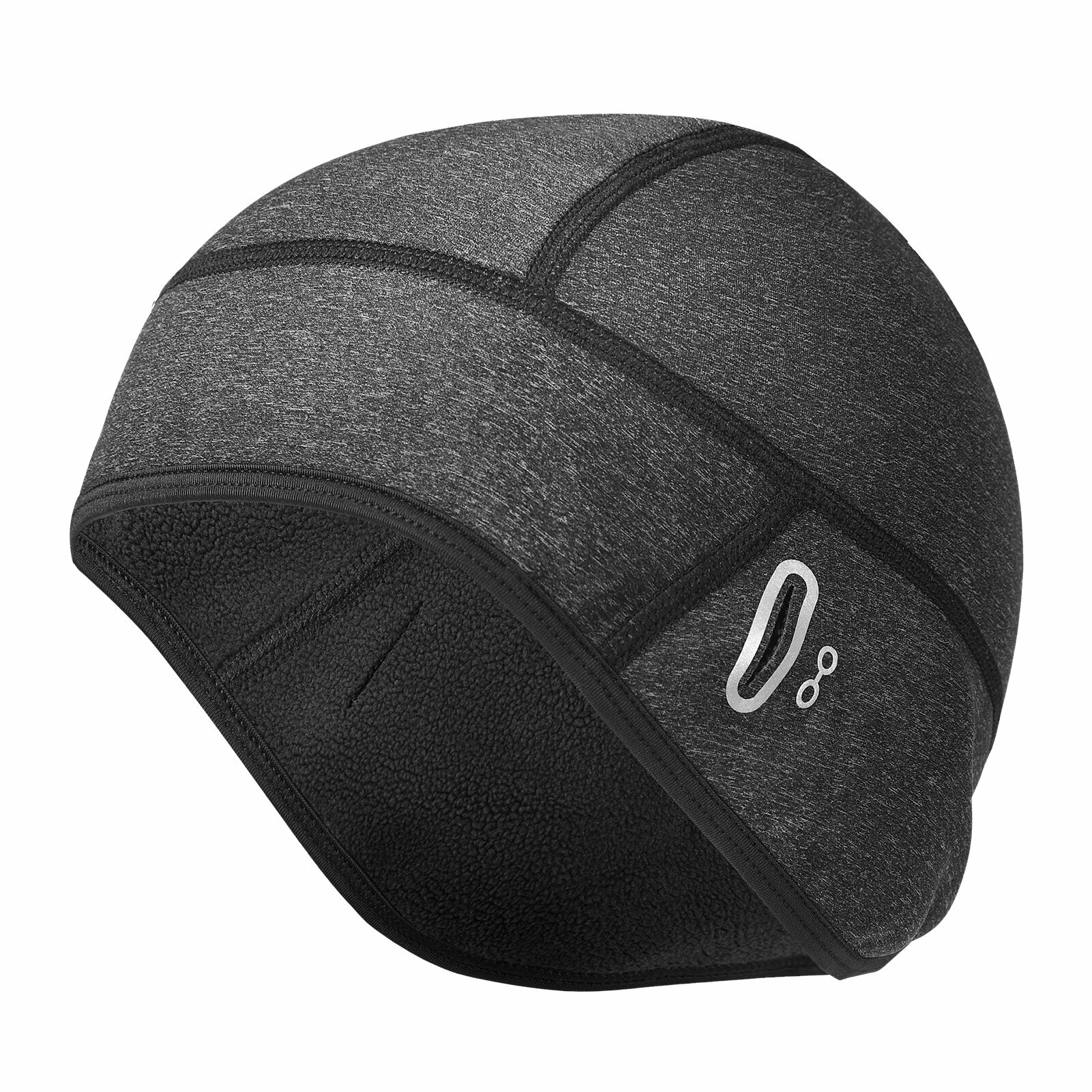 Кепка для велосипедов мужская женская ветозащищенная флисовая бандана зимняя дляов бега лыж, цвет черный серый, размер 27*19см, упаковка 20*16.5см, вес 53г, материал спандекс плюс поляр флис, в комплект входит 1 кепка для велосипедов